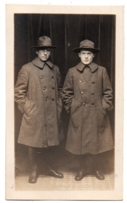WW1 World War 1 Era Military Soldier Overcoat Two Men Man Studio ...