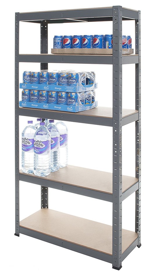 Pack of 3 GREY Garage Storage Shelves Heavy Duty Racking Workshop Shed ...