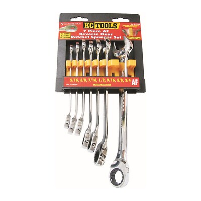 KC Tools 7pc 5/16" - 3/4" Reverse Gear Ratchet Wrench Spanner Set ...