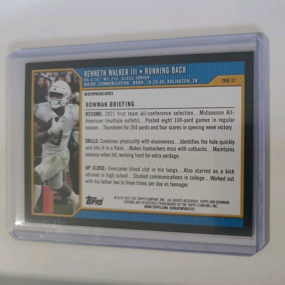 2022 Bowman U Kenneth Walker 3 Throwback 2kb-21 | eBay