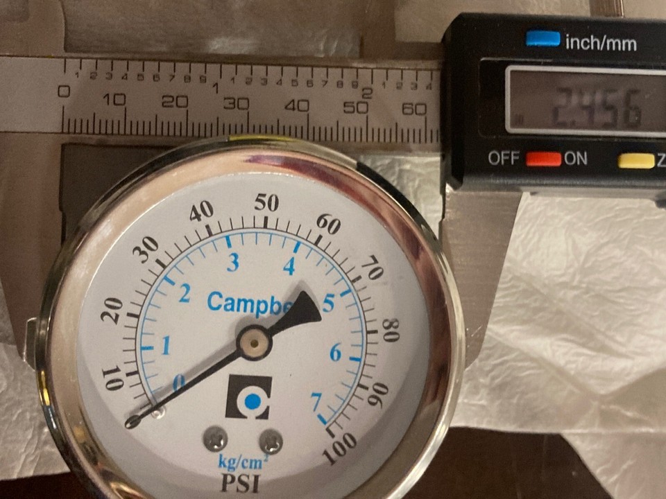 lot of 3 gauges; 2 100 psi oil filled gauge 1/2”, 1 no fill 2 1/2” face ...