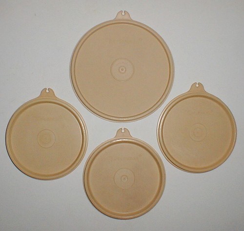 Vintage Tupperware Replacement Round Lids Almond (3) #215 "A" & (1 ...