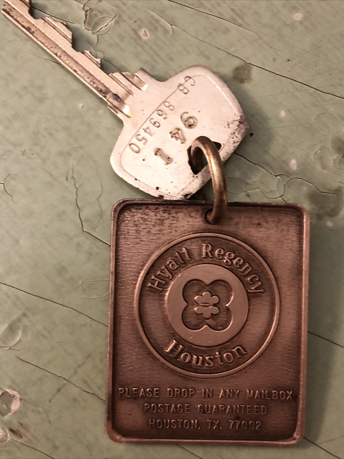 Houston Texas Hotel Room 941 Key Fob Brass Vintage Hyatt Regency 77002 ...