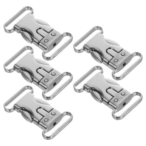 5 Pcs Silver Buckle Double Hole Metal Spring Side Release Man Buckles ...