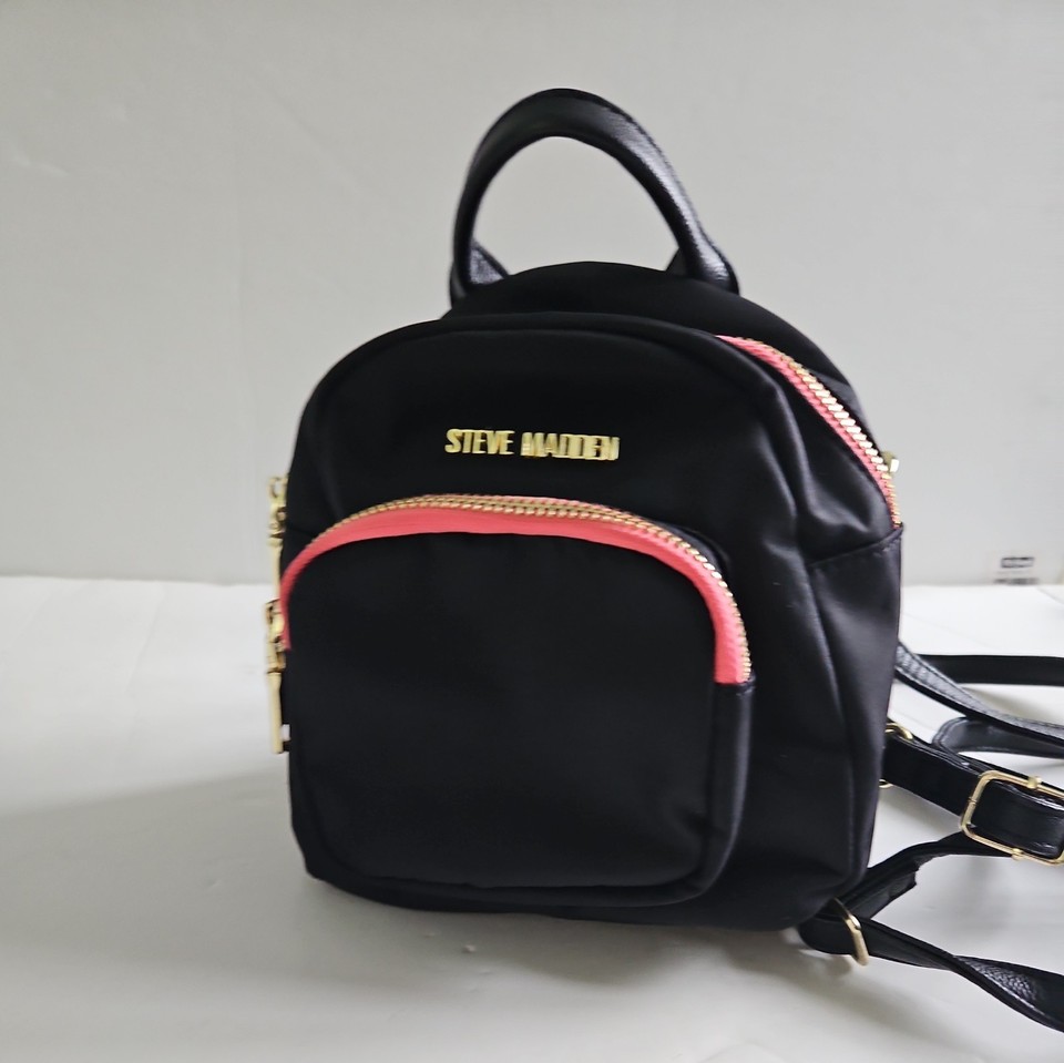 Steve Madden Black Pink Mini Backpack Micro Convertible Crossbody Bag ...