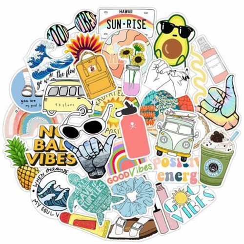 50pcs Cute INS Style Sun Beach VSCO Vinyl Decal Stickers Bomb Laptop ...