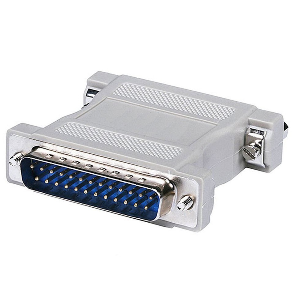 DB25 25 Pin Parallel Port Male to Female Null Modem Adapter Connector ...
