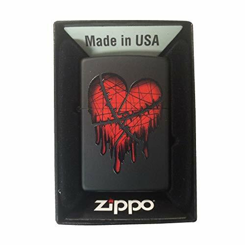 Zippo Custom Lighter - Black Matte Stitched Dripping Broken Heart ...