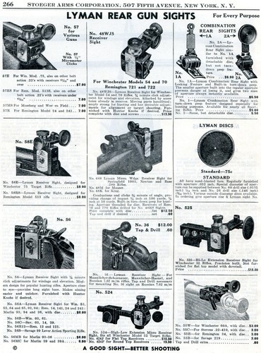 1950 Print Ad Lyman Rear Gun Rifle Sights Model 57 58E 56 48WJS 36 48S ...