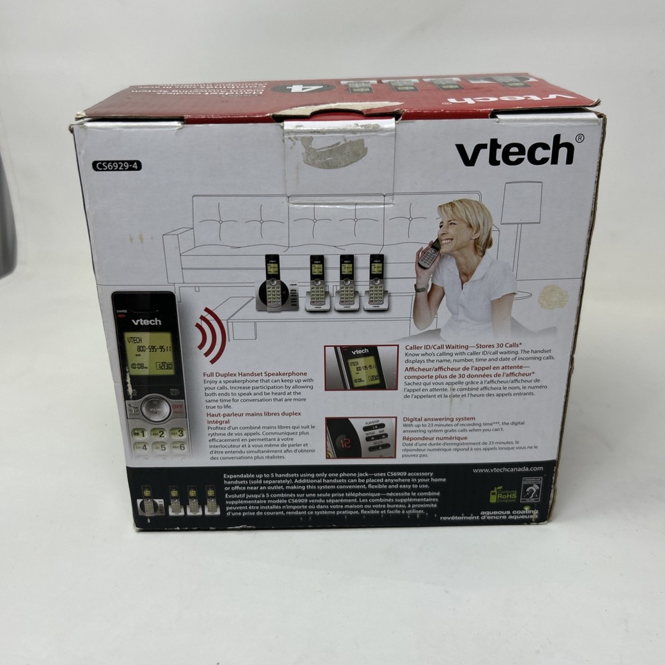 Vtech CS6929-4 4-Handset Cordless Phone with Digital Answering System ...