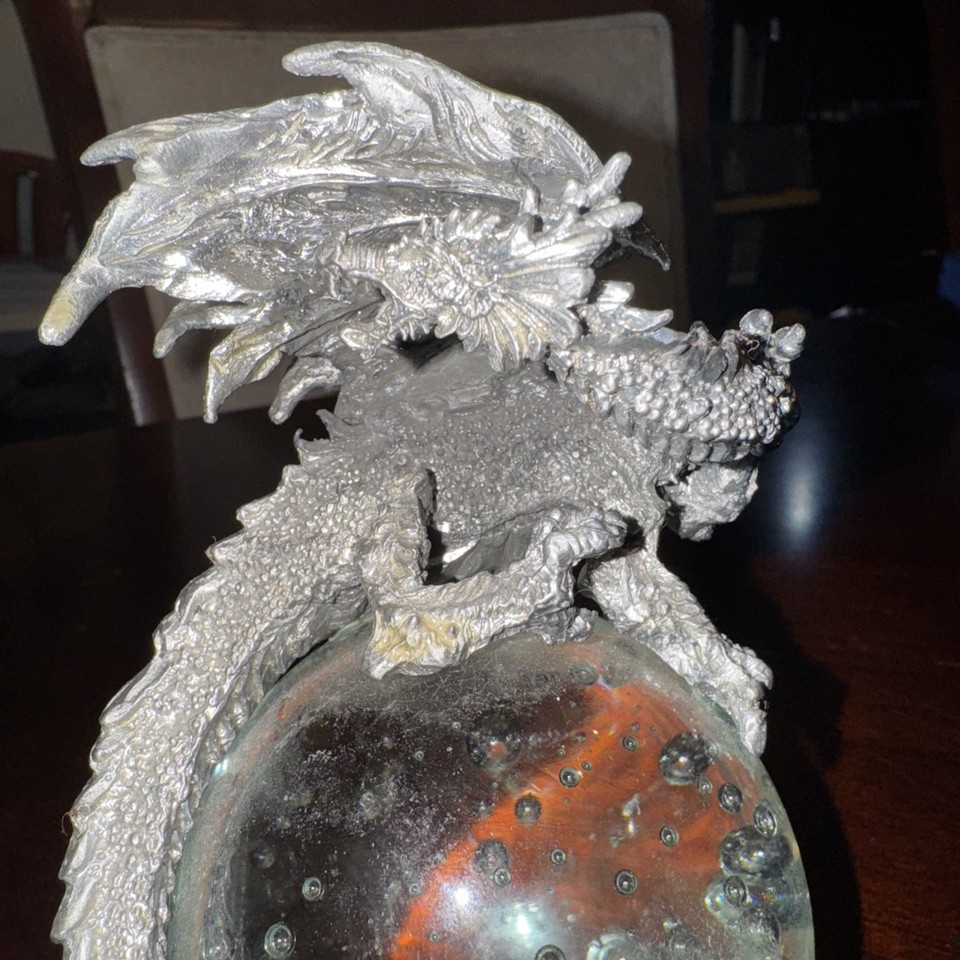Dragon Crystal Ball Figurine Fantasy Gothic Decor Glass Orb Statue 5in ...