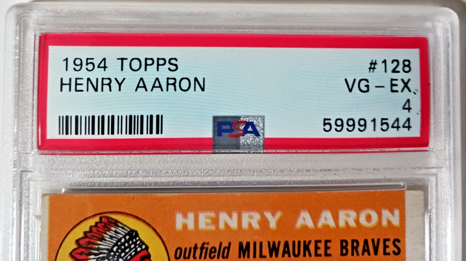 1954 TOPPS HANK AARON ROOKIE CARD #128 PSA 4 VGEX NO CREASES SHARP ...
