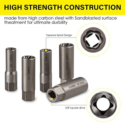 10 Piece Spiral Type Deep Bolt Extractor Set Spark Plug Extraction ...