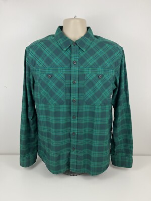 Stio Miter Flannel Shirt Men Size M Medium Teal Green Button Up 100% ...