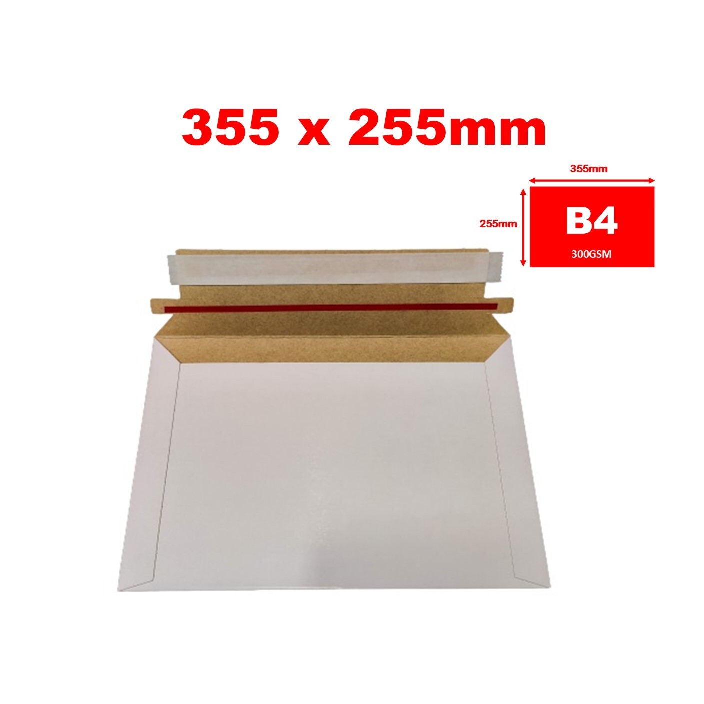 100 x B4 Cardboard Envelope 300GSM Tough Bag semi-rigid Mailer peel ...