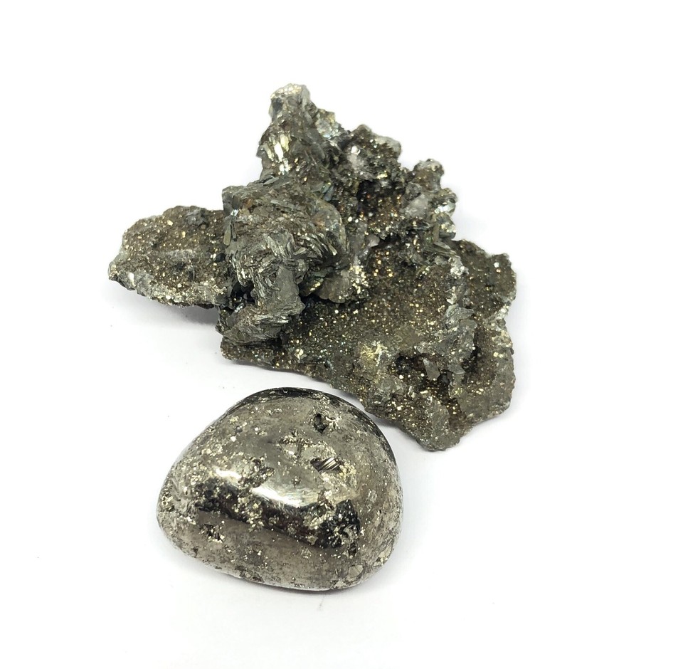 Pyrite Crystal Stone (Morocco ) & Polished Stone (Peru) Awesome Set 61g ...
