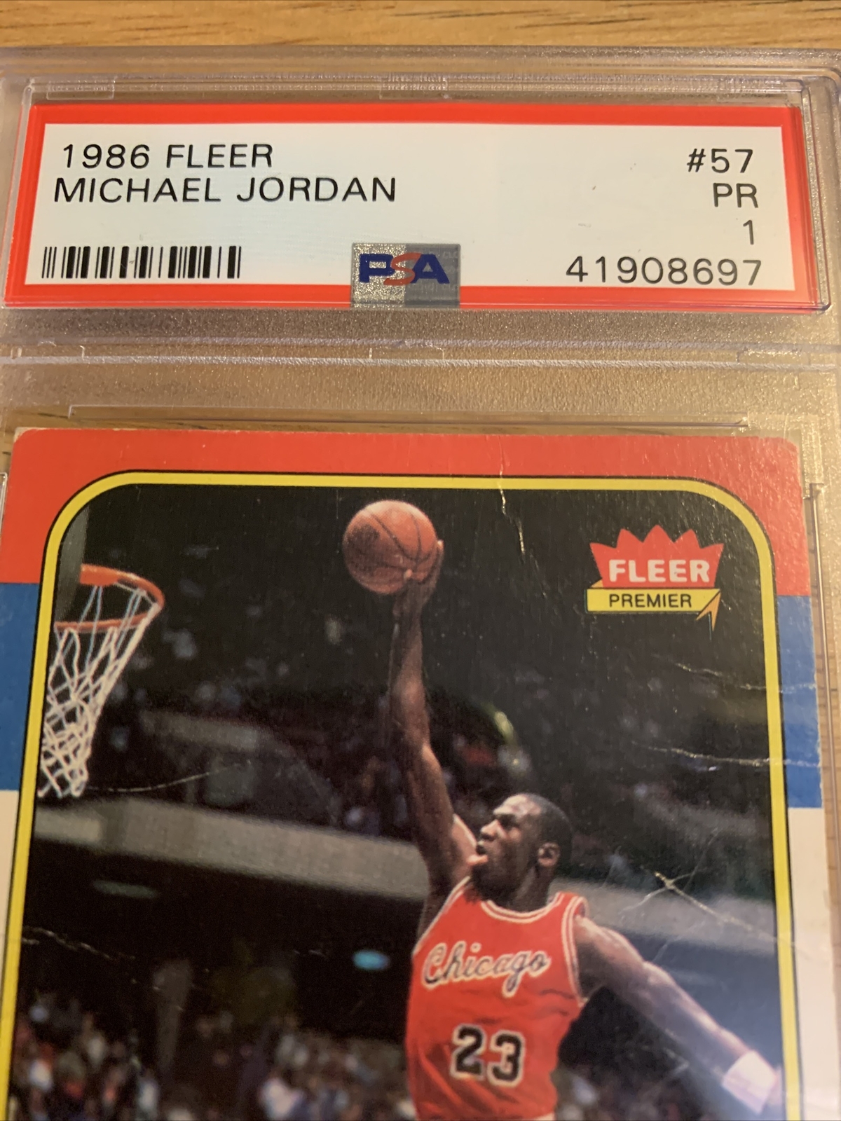Michael Jordan 1986 Fleer Rookie Card PSA 1 Chicago Bulls RC #57 PR The ...