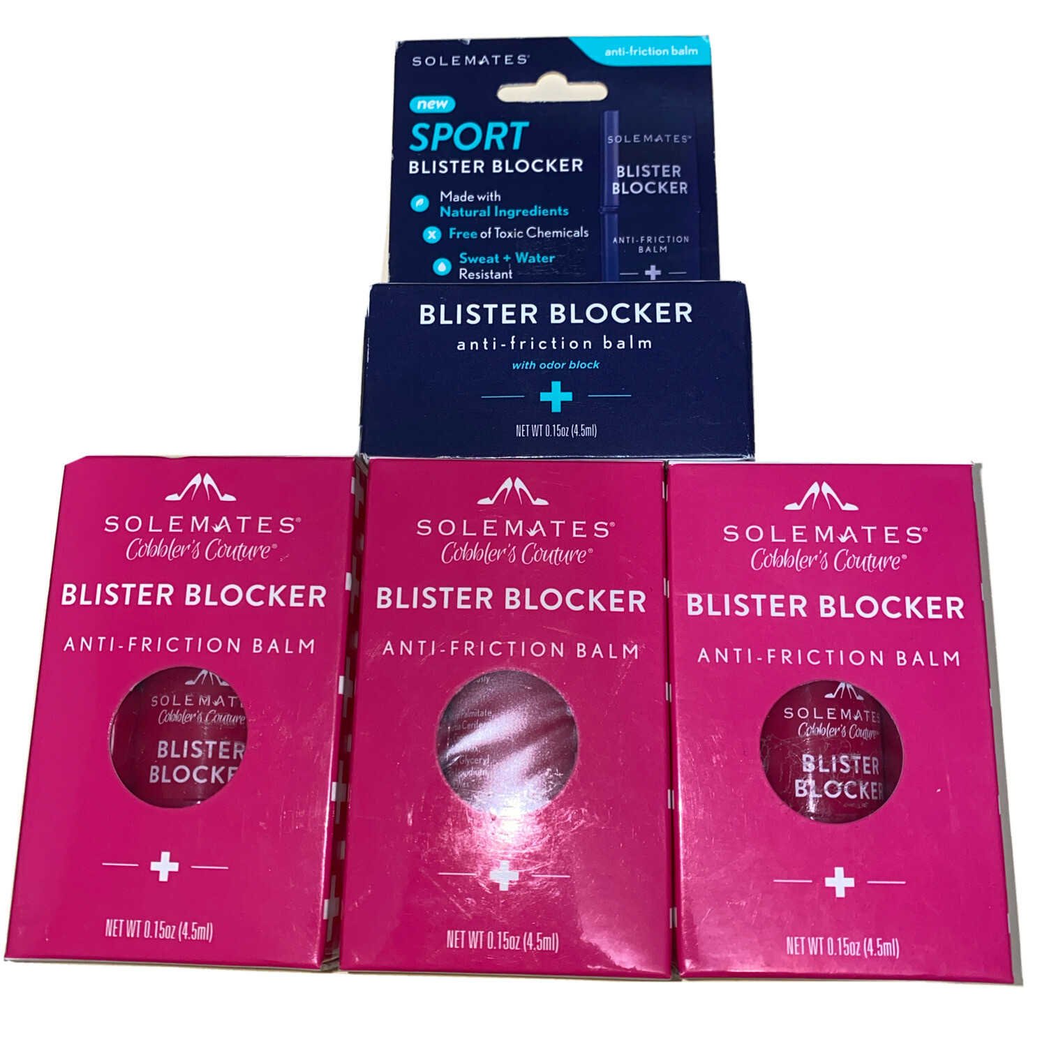 4--Solemates Blister Blocker Anti-friction Balms .15 oz each 1 Sport 3 ...
