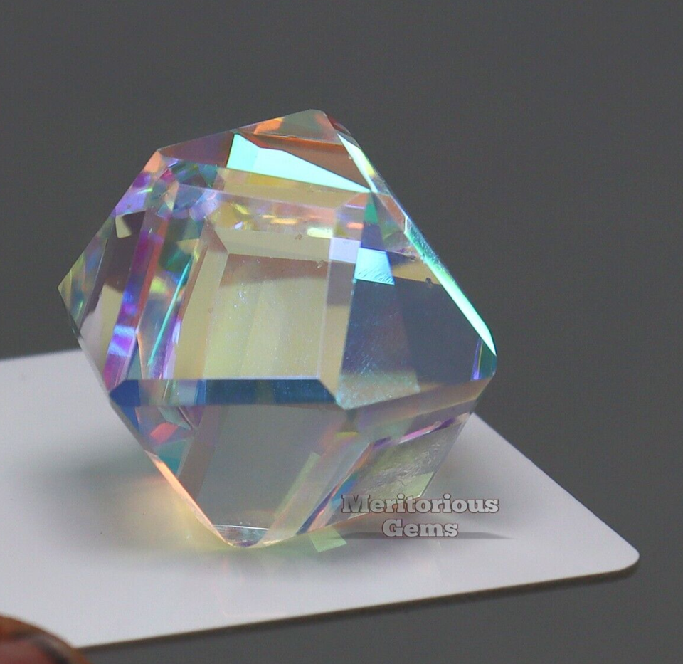 102 Ct Natural Rainbow Color Mystic Quartz Fancy Cut Certified Loose ...