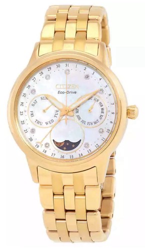 CITIZEN FD0002-57D Calendrier Eco-Drive Chronograph Moon Phase Diamond ...