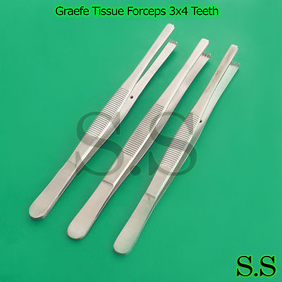6 Graefe Tissue Forceps 6" Surgical Instruments 3 x 4 Teeth | eBay
