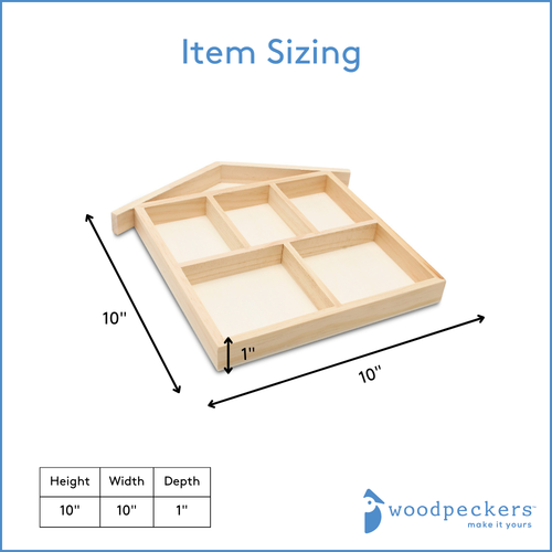 DIY House Shaped Shadow Box 10”, Wooden Divided Serving Tray ...
