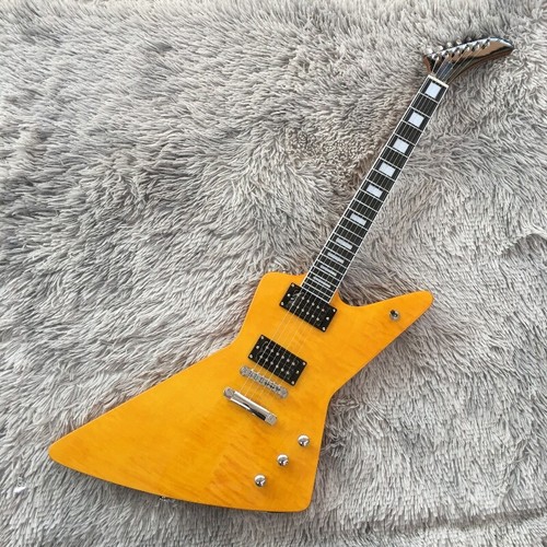 Custom Explorer Electric Guitar Yellow Flamed Maple Top Bone Nut Open ...
