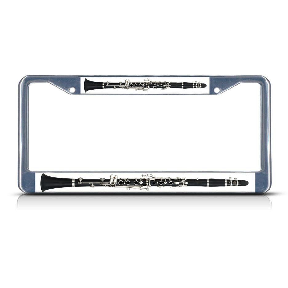 CLARINET MUSICAL INSTRUMENT Metal License Plate Frame Tag Border Two ...