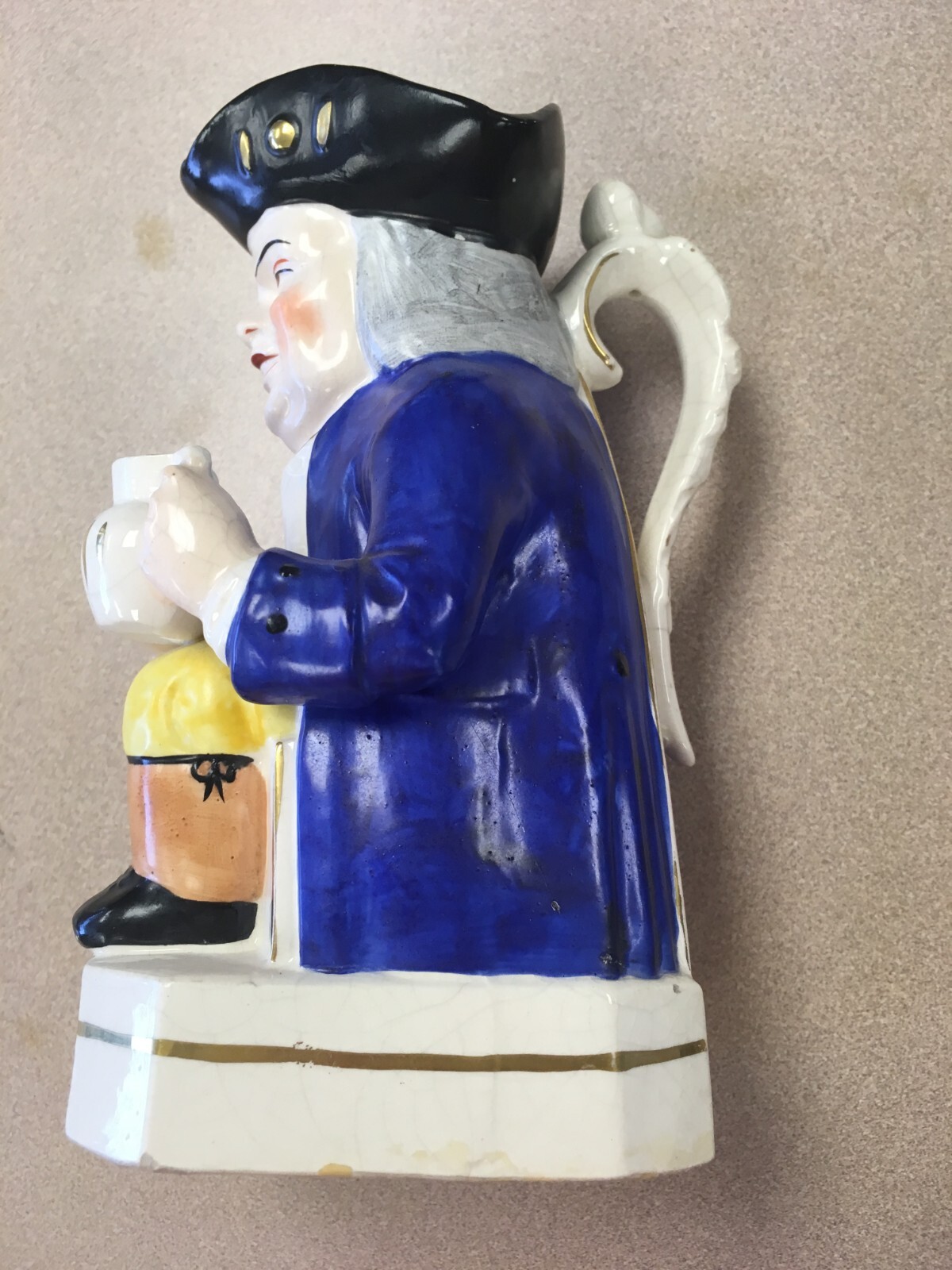 Early Paris Samson / Chelsea Gold Anchor Porcelain Cobalt Blue Toby Jug ...