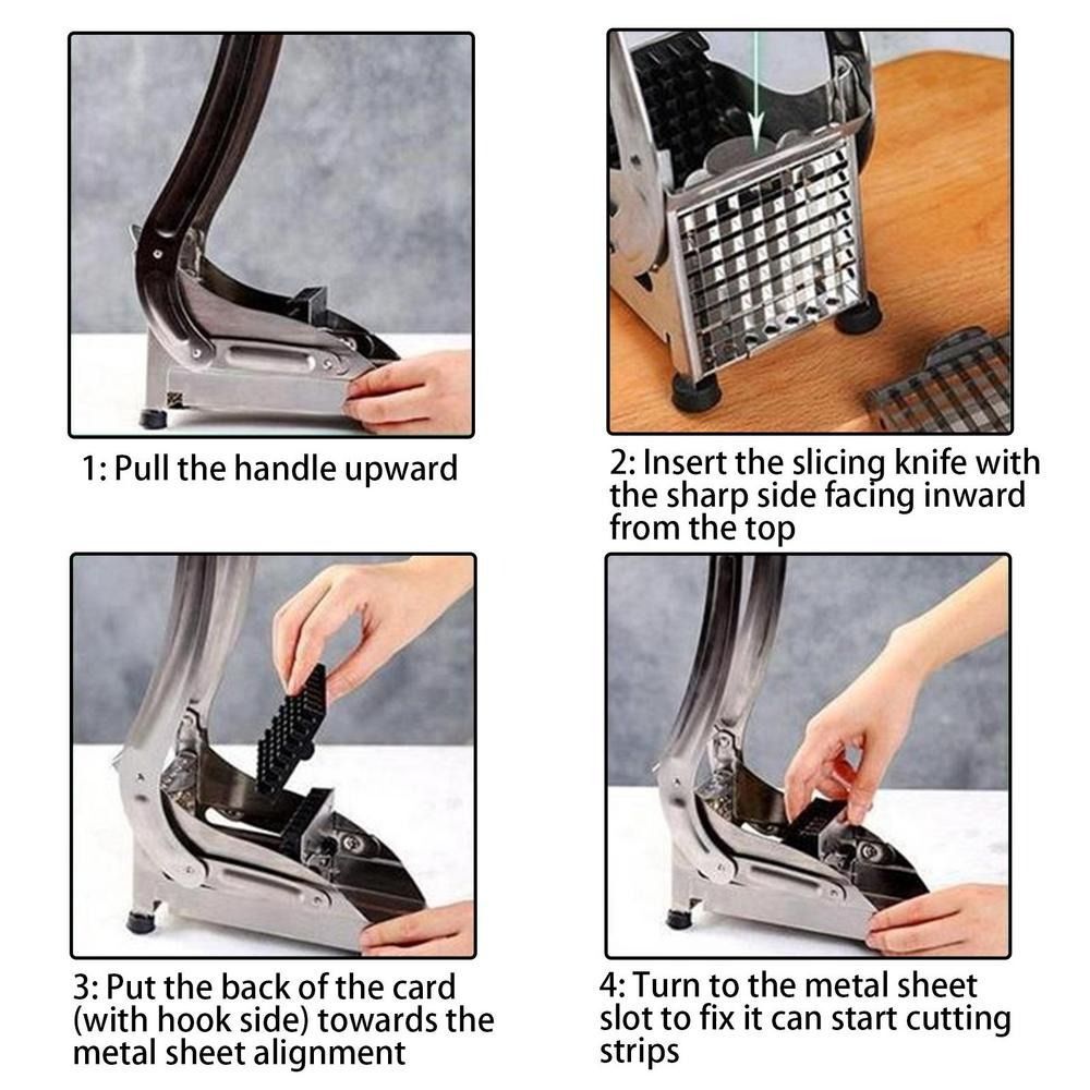 Manual Potato Fry Cutter Stainless Steel French Fries Slicer Kitchen | eBay