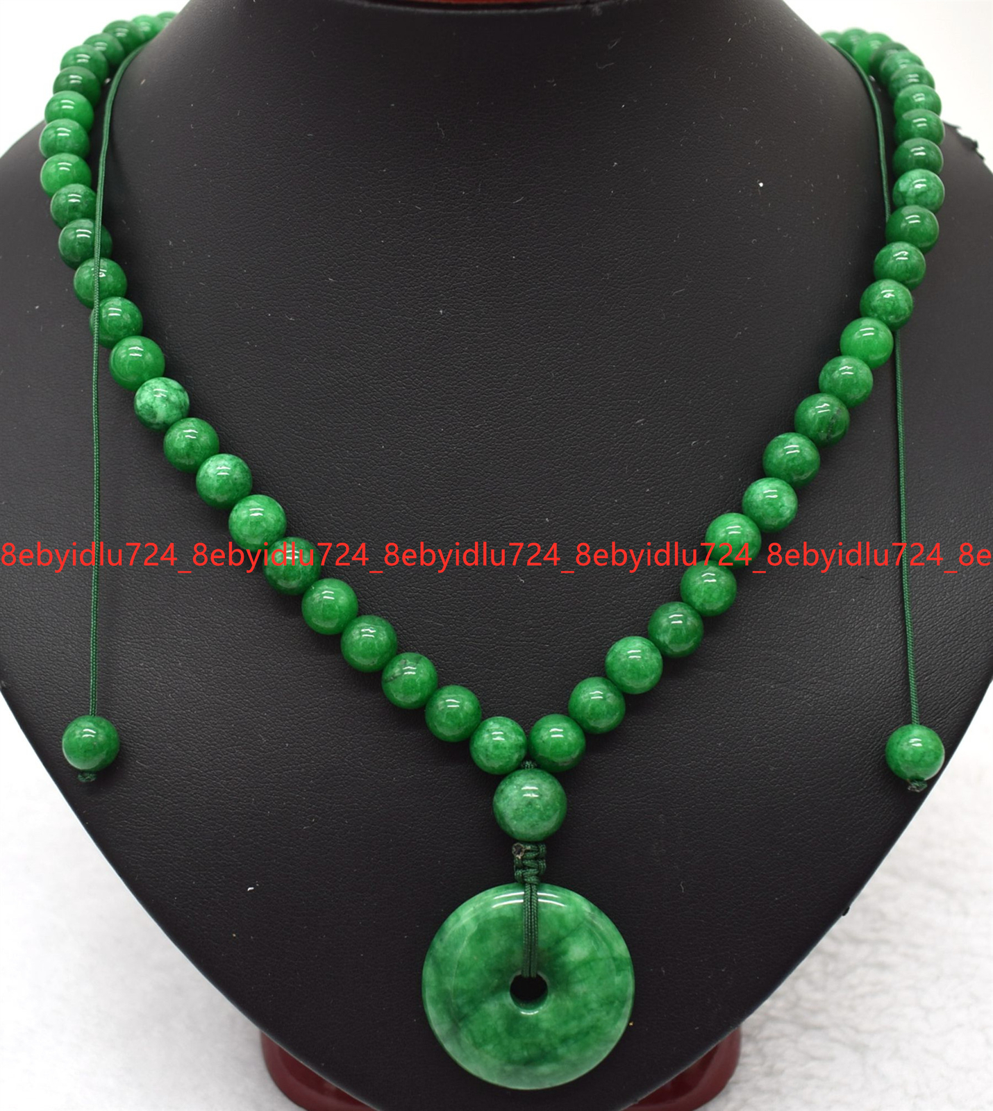 Natural 8mm Green Jade Jadeite Round Gemstone Beads Donut Pendant ...