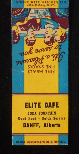 1940s STRIKE RITE MATCH Elite Cafe Soda Fountain Quick Service Banff AB ...