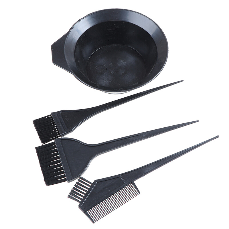 4Pcs Hair Color Dye Bowl Comb Brushes Tool Kit Set Tint Coloring Dye ...