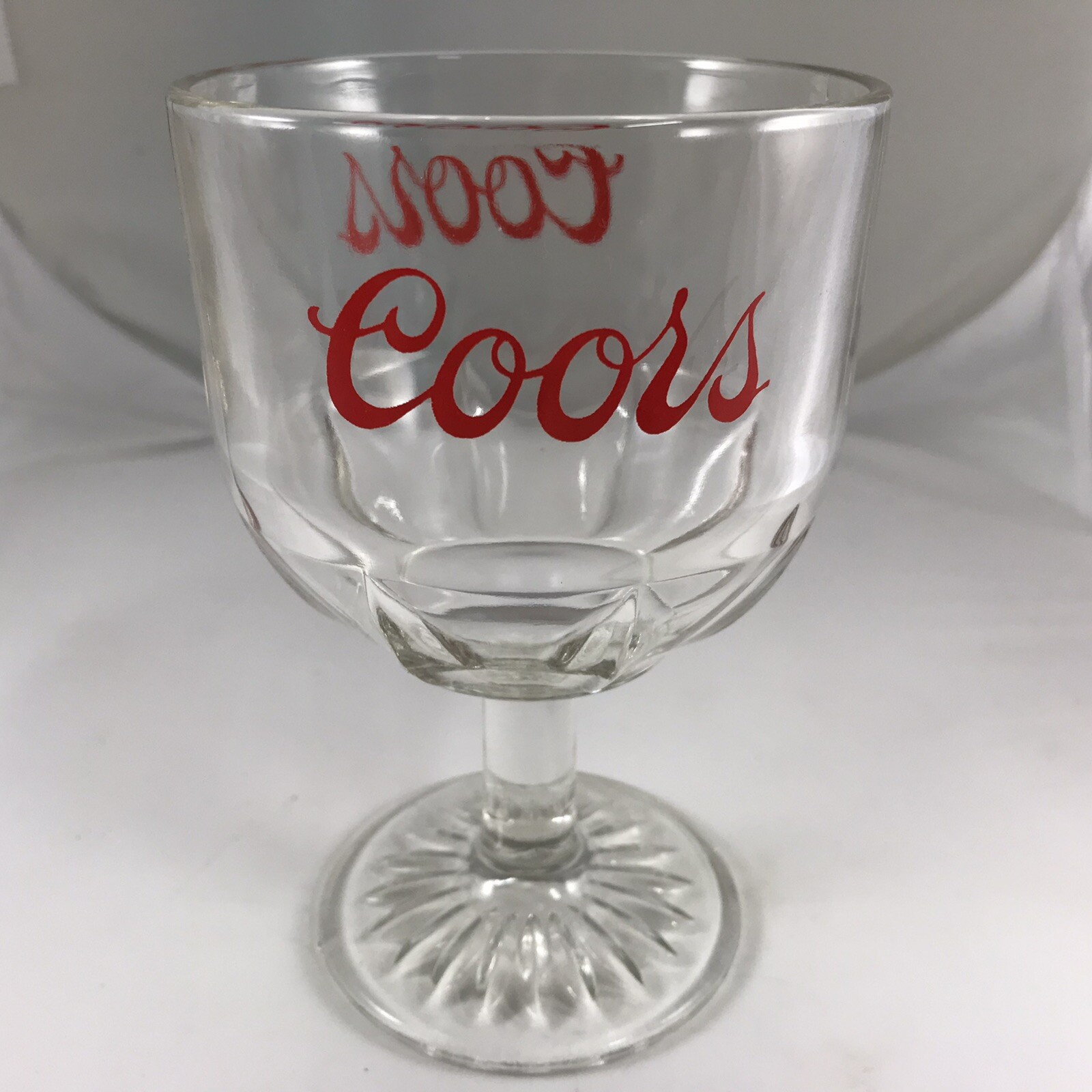 Vintage Coors Beer Thumbprint Clear Heavy Pedestal Schooner Goblet | eBay