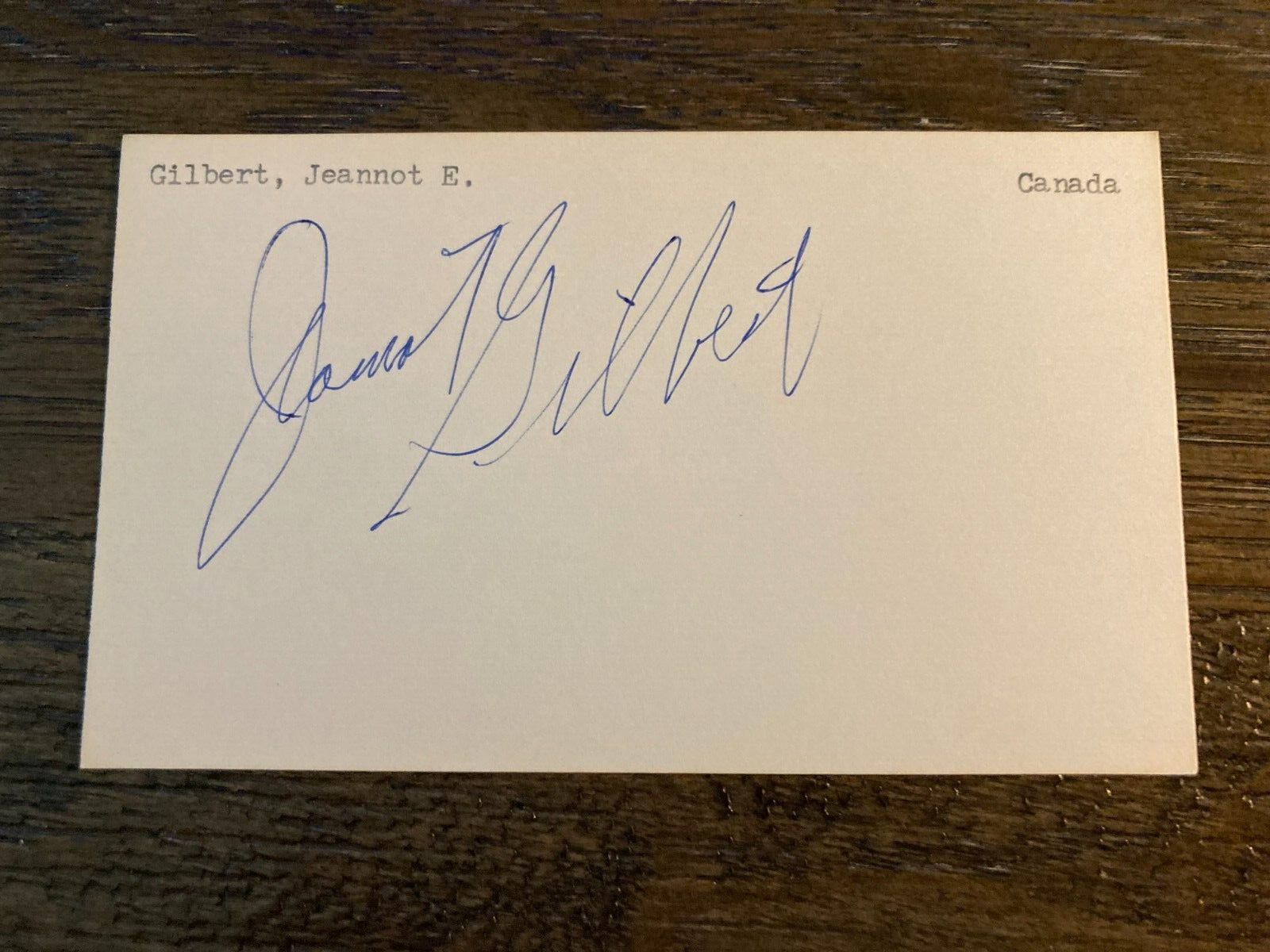 Jeannot Gilbert Boston Bruins signed autographed Hockey 3x5 index card ...