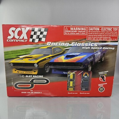 SCX Compact 1:43 Racing Classics PLYMOUTH AAR CUDA Slot Car Track Set ...