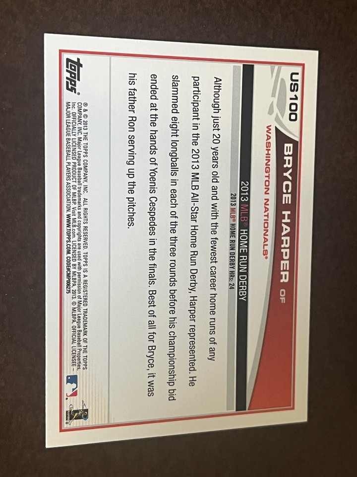 2013 Topps Update Series - Home Run Derby Bryce Harper #US100 Red | eBay