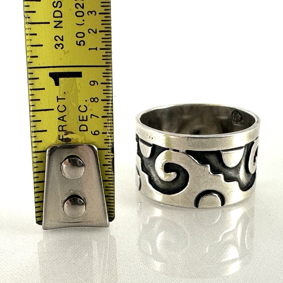 Vintage Sterling Silver 925 Mexico Overlay Design Band Ring 7 Grams ...