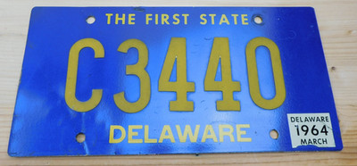 Vintage Original Delaware First State Riveted License Plate #C3440 ...