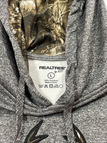 Realtree Hooded Sweatshirt Gray w/ Camo Logo Men’s Large Hoodie ...