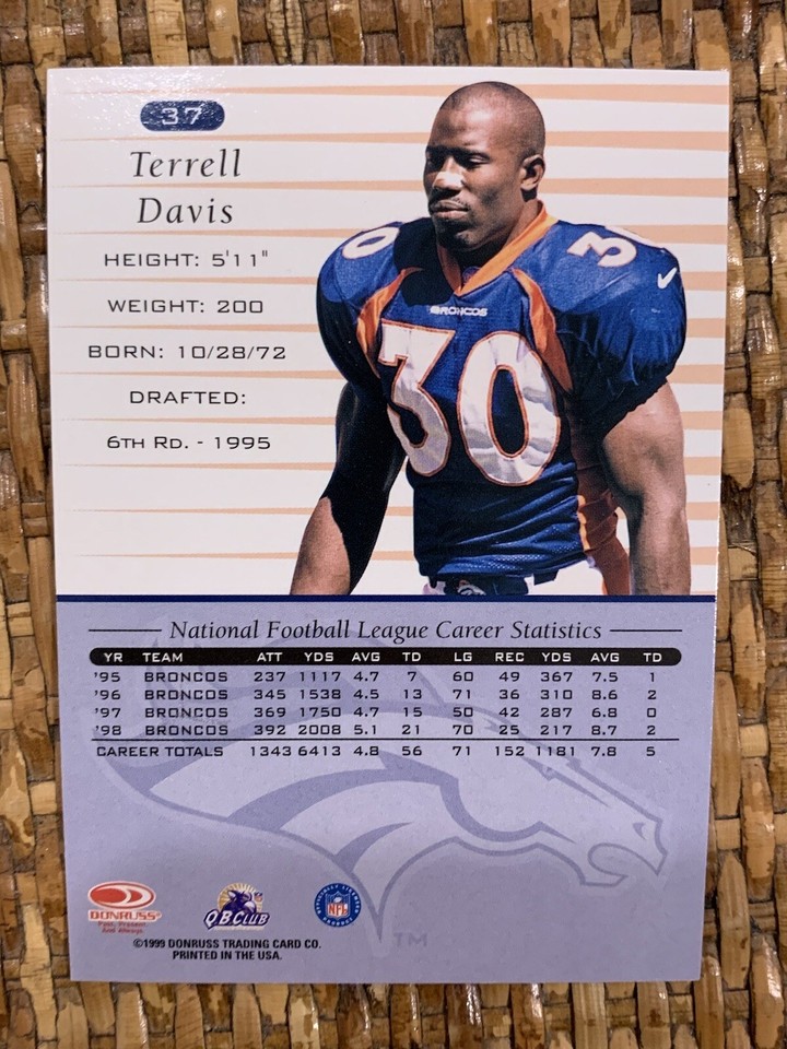 1999 Donruss Football Terrell Davis Card #37 | eBay
