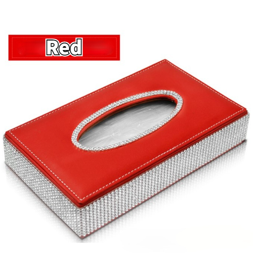 Car Tissue Box Faux Leather Bling Rhinestone Diamond Organizer Holder ...