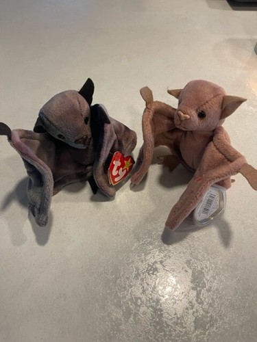 NEW BEANIE BABIES BABY COLLECTION Ty Rare BATTY The Bat "Lot of 2" 1996 ...
