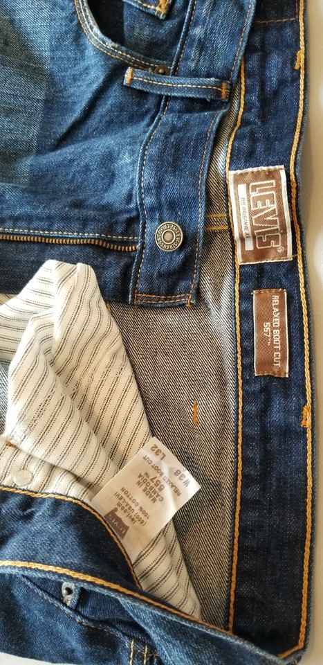 LEVI STRAUSS Men Rare 557 Relaxed Boot Cut 100% Cotton Denim Jean ...
