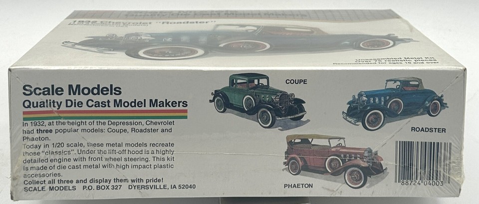 JLE Scale Models 1932 Chevrolet Roadster Diecast Metal Model Kit 1/20 ...