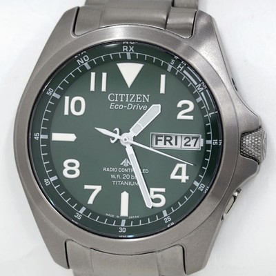 CITIZEN PROMASTER LAND PMD56-2951 Titanium Eco-Drive Solar Watch Green ...