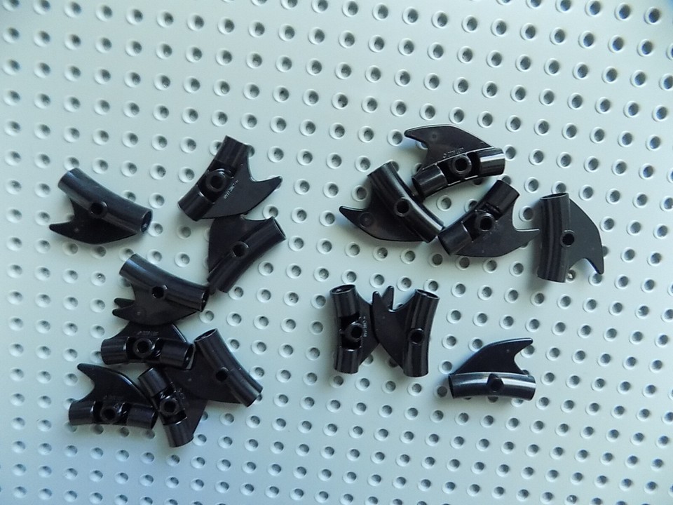 15 Lego Black Technic, Pin Connector Round Curved with Fin and Hole ...