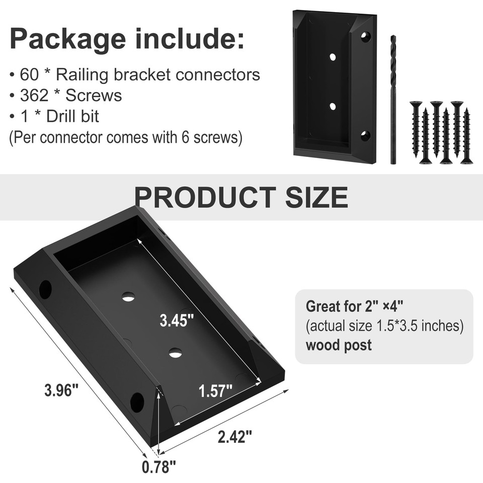 Deck Railing Bracket Connectors,20pcs Kit,2x4,Brackets for Connection ...