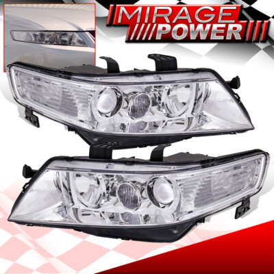 For 04-08 Acura TSX CL7 CL9 JDM Chrome Clear Projector Headlights ...