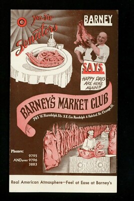 Barney's Market Club Butcher restaurant postcard Chicago, Illinois IL ...